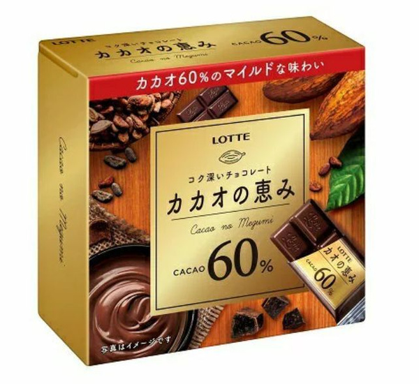 Lotte Шоколад с высоким содержанием какао Kakao's Grace 60%, 56 гр ...