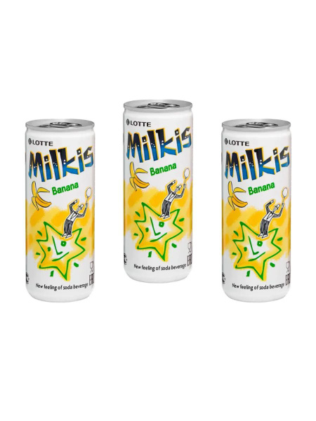 Газированный напиток Milkis Melon Banana Милкис Банан 250мл x 3шт ...