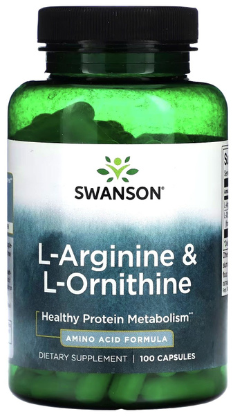 L-Arginine & L-Ornithine 100 caps Swanson США / L-Аргинин и L-Орнитин ...