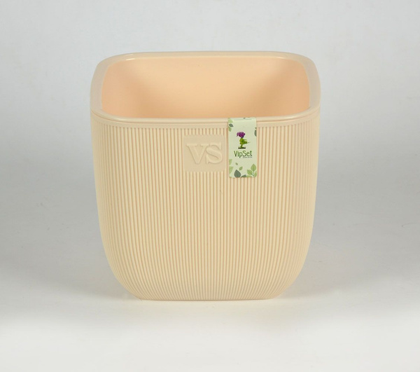 Кашпо VipSet Фабио 1,95л крем с дренажной вставкой / d14см / h12,5см ...