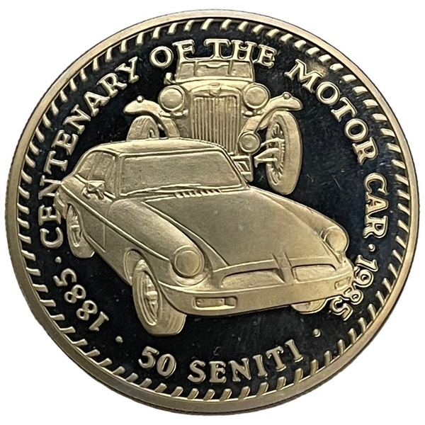 Тонга 50 сенити 1985 г. (100 лет автоиндустрии - MGB GT и MG TA) (Proof ...