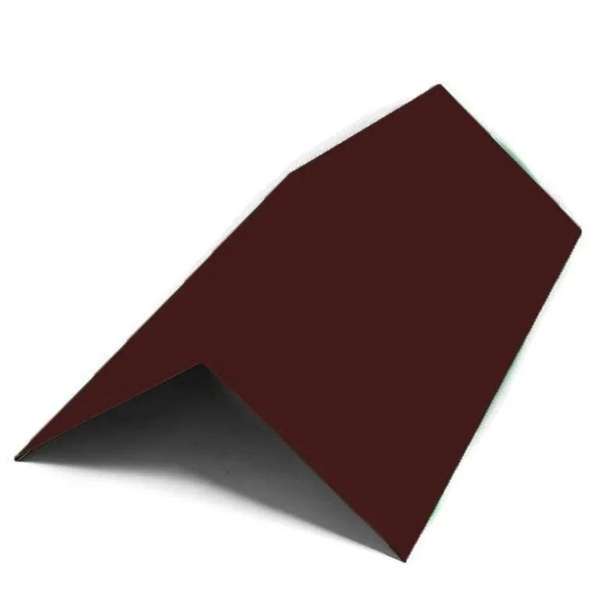 Конёк плоский, кровельный, металлический 10*10*125 см. коричневый RAL ...