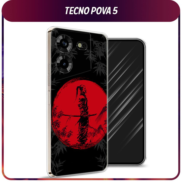 Силиконовый чехол на Tecno Pova 5 / Текно Пова 5 "Самурай на красном ...