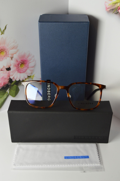 Оправа унисекс, титан, Lindberg 1258 C2, пластиковый коричневый ободок ...