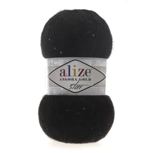 Пряжа Alize Angora Gold Star: 60 (Черный) / Ангора Голд Стар / 1 шт ...