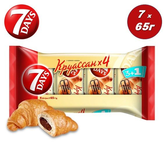 Круассан 7DAYS какао 3+1 65 г х 7 упаковок - купить с доставкой по ...