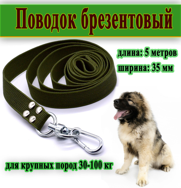 Поводок брезентовый для больших собак, для крупных пород 35мм*5м ...