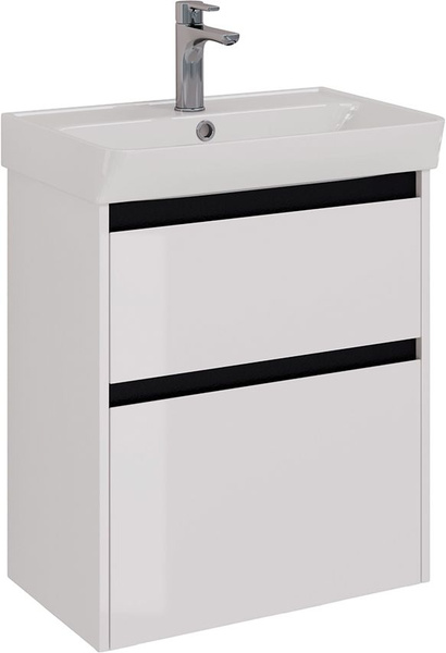 Тумба под раковину Lemark Combi 60 черная, белая глянцевая - купить с доставкой по выгодным ...
