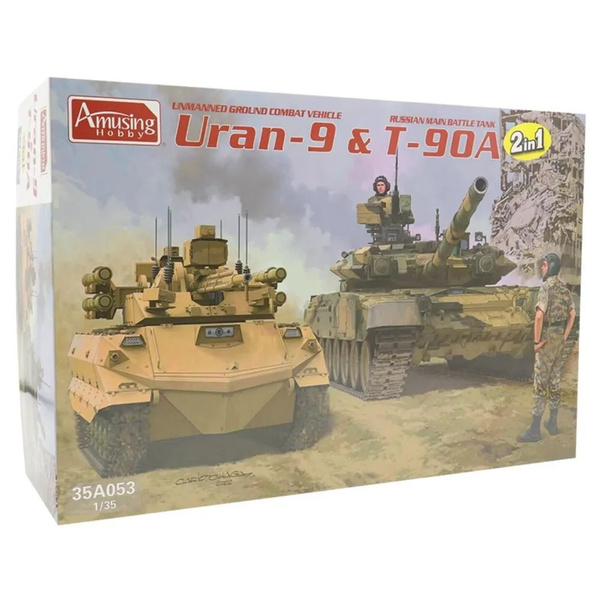 Забавное хобби 1/35 35A053 русский основной боевой танк т - 90a & боевой автомобиль Уран -9 ...