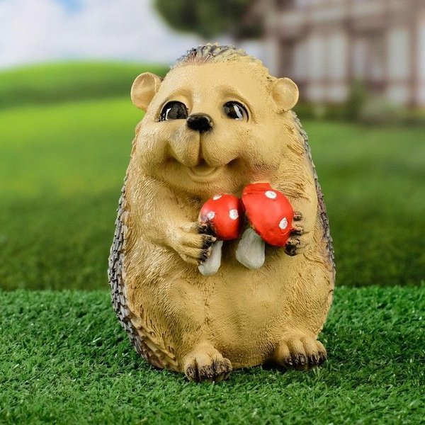 Садовая фигура Ежик с грибами 12х13х16см - купить по низкой цене с ...