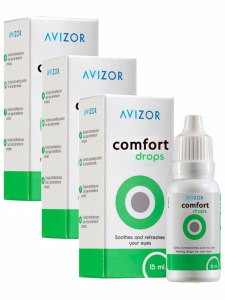 Avizor Comfort Drops, 3 шт. / 15 мл - капли увлажняющие для линз для ...