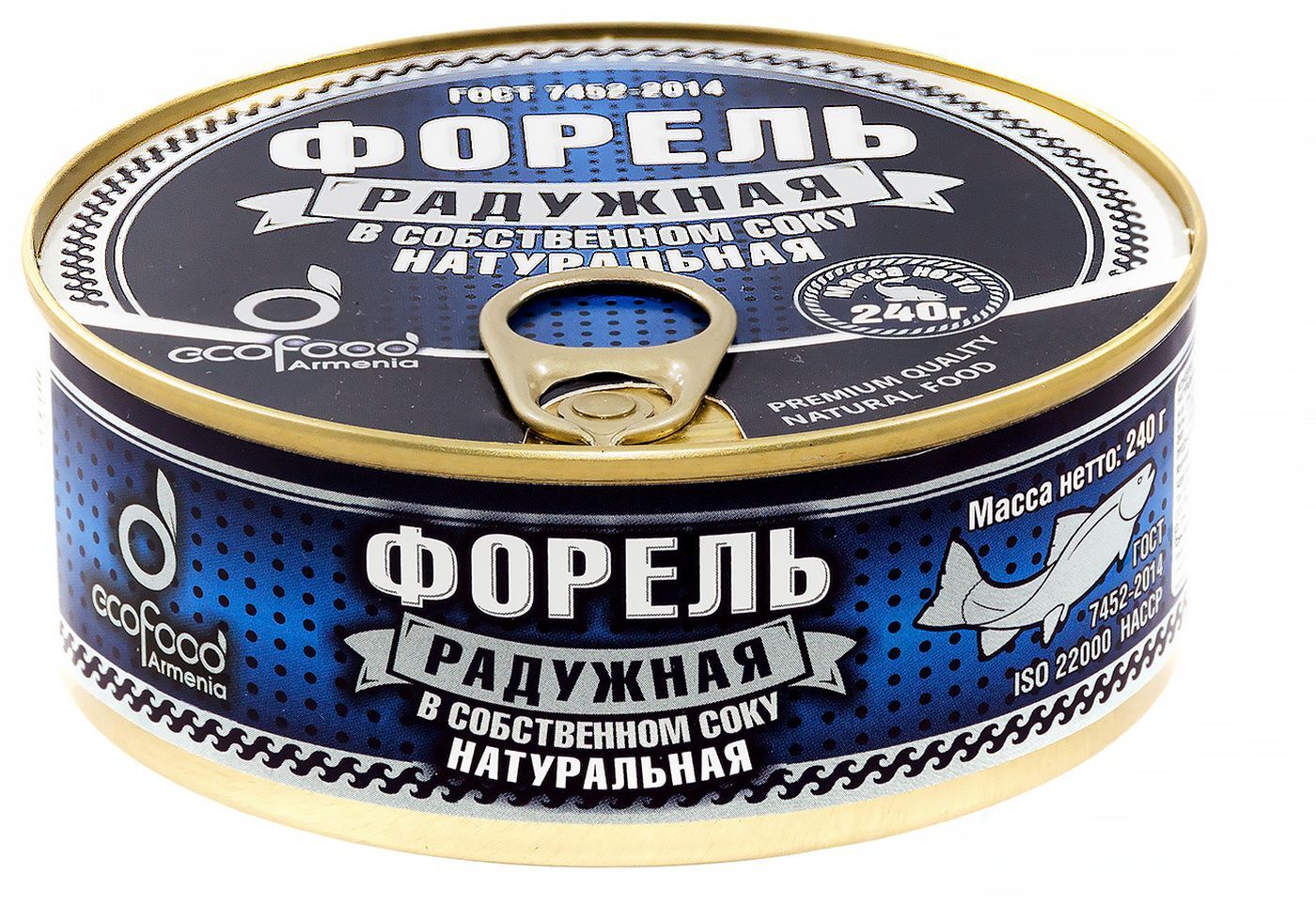 Рыбные консервы Ecofood Форель радужная в собственном соку, 240 г х 8 ...