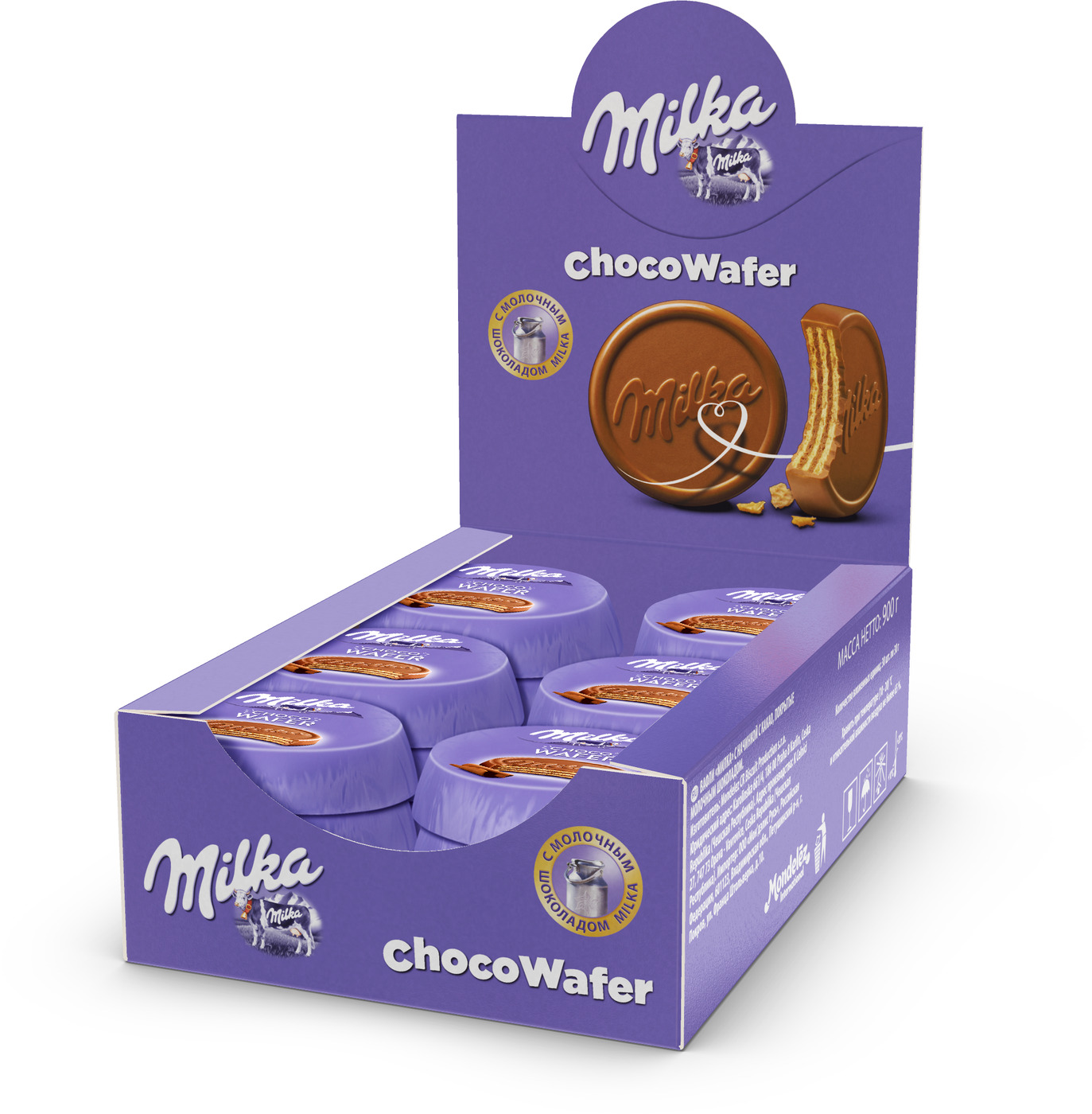 Вафли Milka с начинкой с какао, в молочном шоколаде, 30 шт по 30 г ...