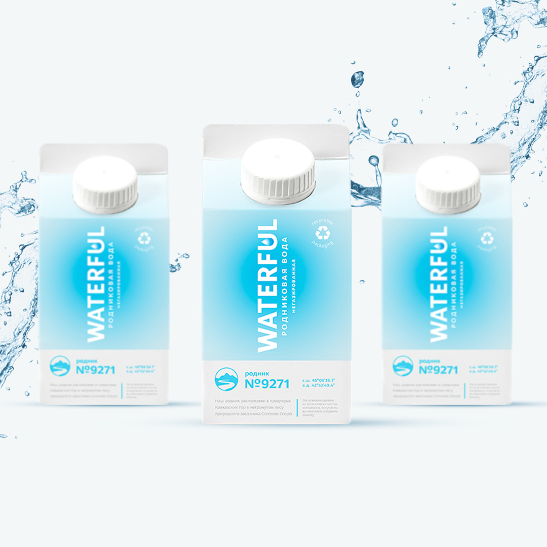 WATERFUL Вода природная питьевая родниковая негазированная 0,5 литра в ...