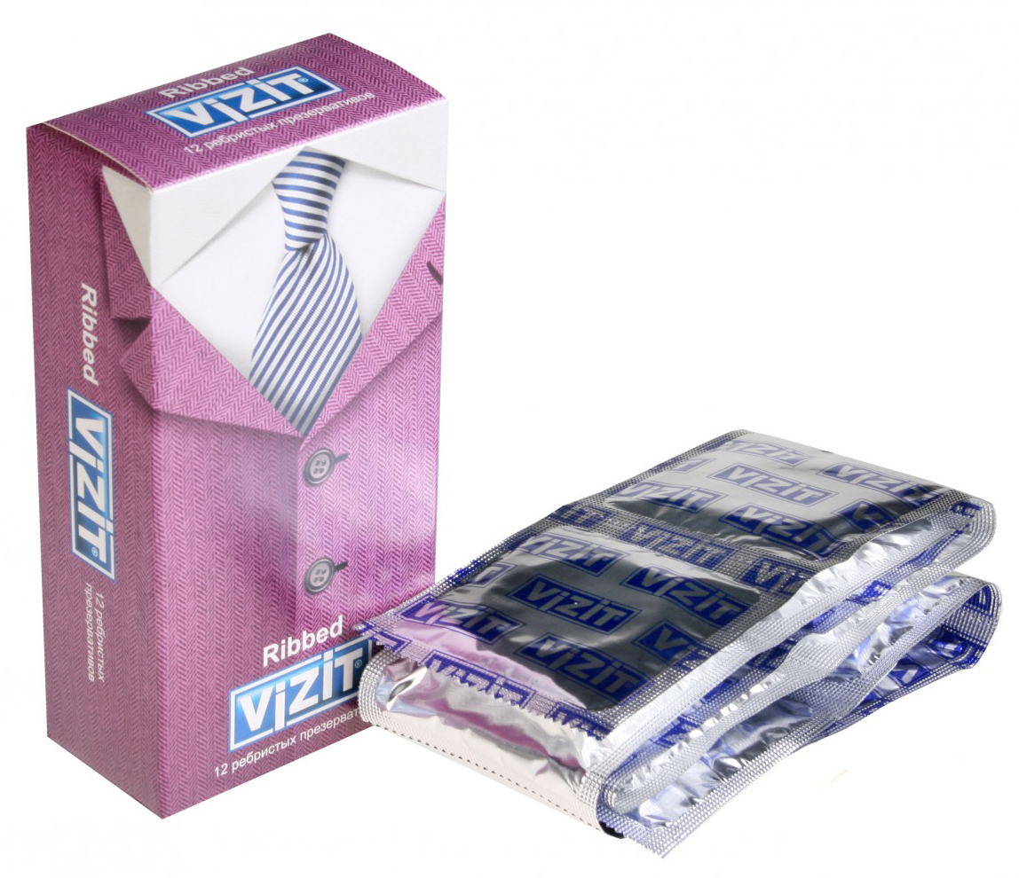 VIZIT презервативы Ribbed, 12 шт. с кольцами — купить в интернет ...