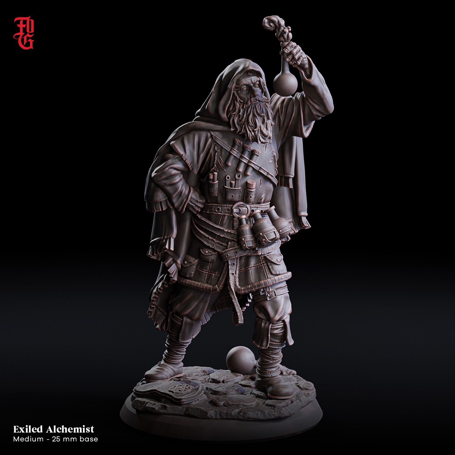 Миниатюра D&D "Изгнанный алхимик" 32 мм (DnD, Dungeons & Dragons, ДнД, Подземелья и Драконы ...