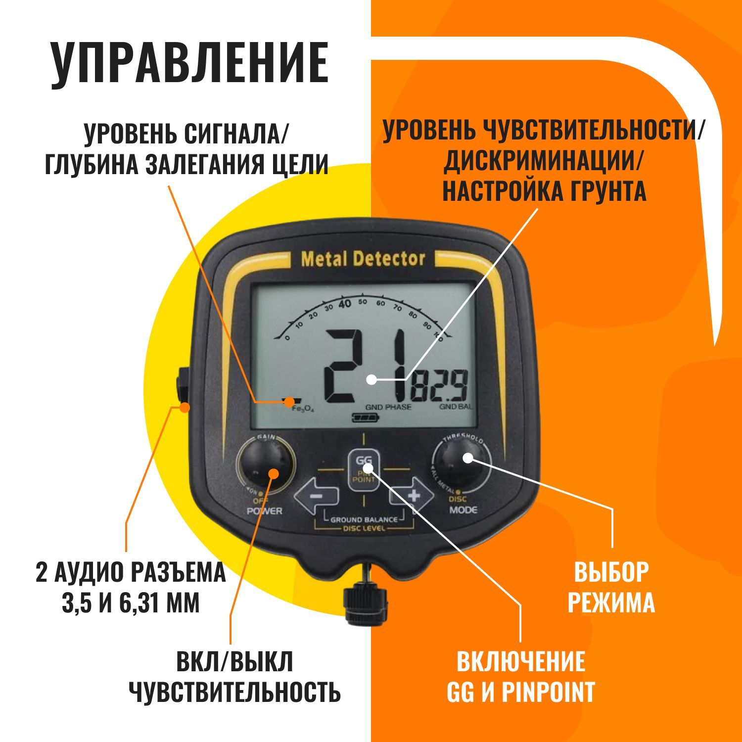 Металлоискатель MD TX-850 грунтовый для поиска монет, золота (DD ...