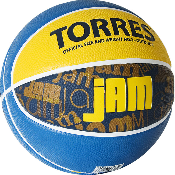 Мяч баскетбольный TORRES Jam, 3 размер, синий, желтый купить c ...