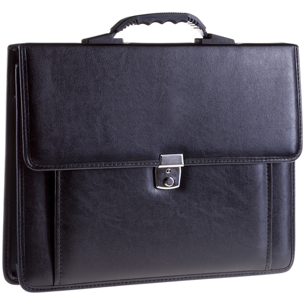 Портфель OfficeSpace "Rotterdam" люкс кожзам, черный, 3 отделения ...