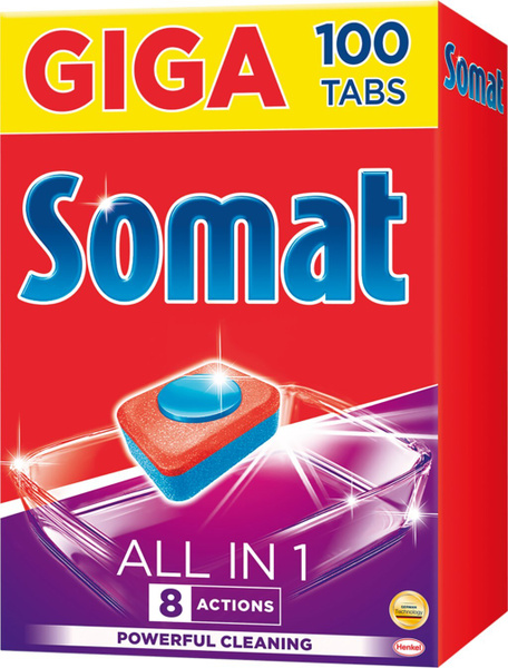 Таблетки для посудомоечной машины Somat All-in-One Tabs 100шт - купить ...