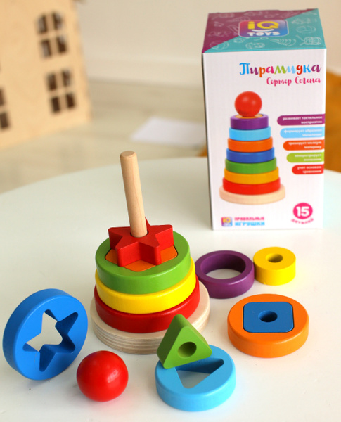 Пирамидка для малышей детская деревянная IQtoys развивающий сортер ...