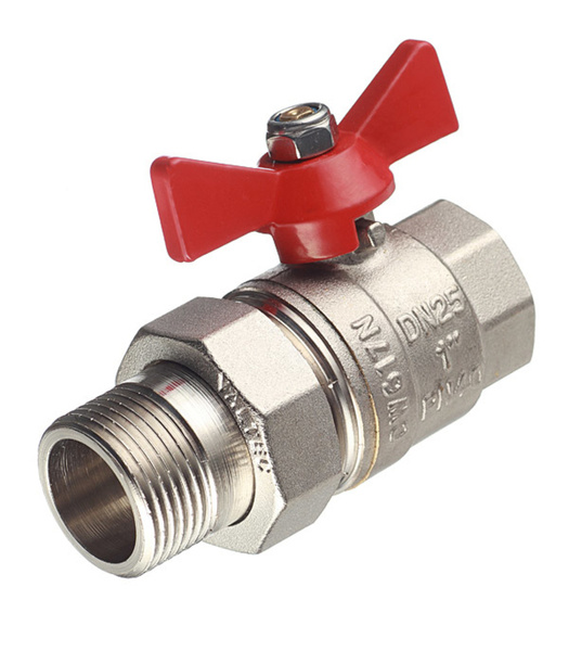 Кран шаровой латунный VALTEC Base (VT.227.N.06) 1 ВР(г) х 1 НР(ш) бабочка с полусгоном прямой ...