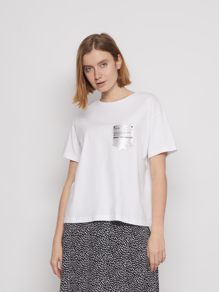 Футболка Zolla, размер 48, цвет белый, 100% Хлопок - купить по выгодной цене в интернет-магазине ...