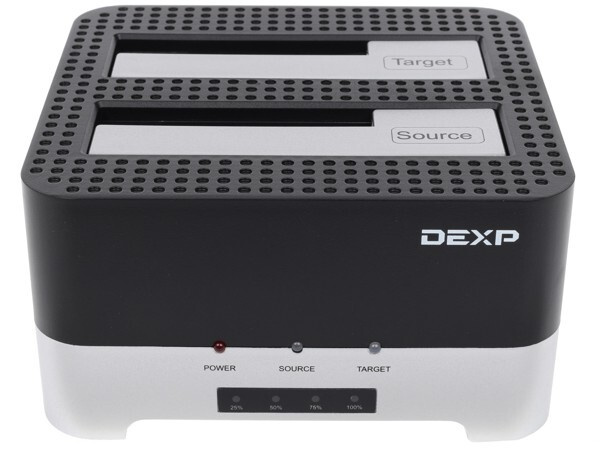 Док-станция для накопителей SATA 2х2.5"/3.5"/HDD/SSD DEXP HA133 черный, пластик, USB 3.0, до 8ТБ ...