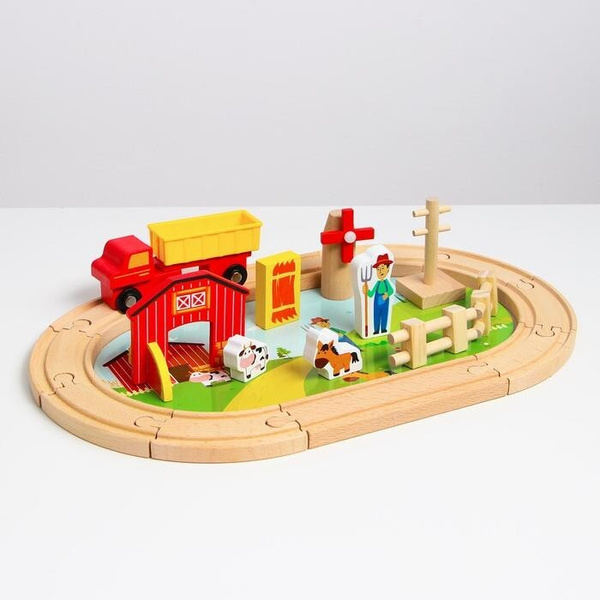 Деревянная игрушка "Железная дорога + ферма" 23 детали, 32 x 5 x 17 см ...