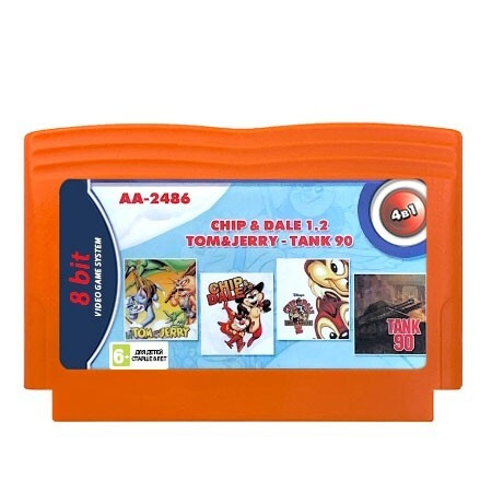 Картридж (8 бит) сборник игр 4в1 (CHIP & DALE 1+2, TOM & JERRY, TANK 90 ...