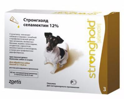 Стронгхолд 12% для собак 5,1-10 кг, капли на холку, 3 пипетки - купить ...