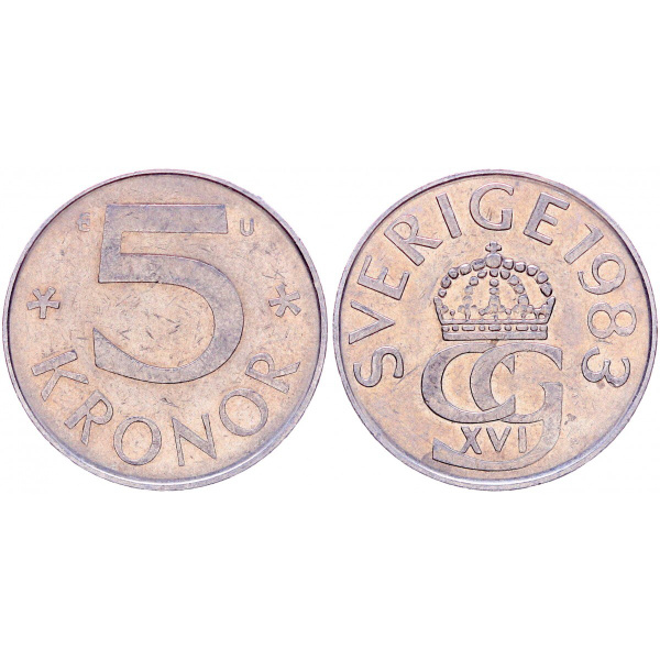Швеция 5 Крон 1983 год KM# 853 Карл XVI Густав - купить в интернет-магазине OZON с быстрой ...
