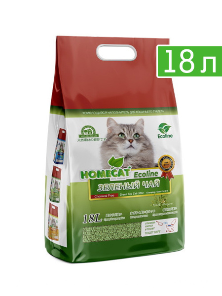 Homecat Ecoline комкующийся наполнитель для кошачьих туалетов с ароматом зеленого чая - 18 л ...