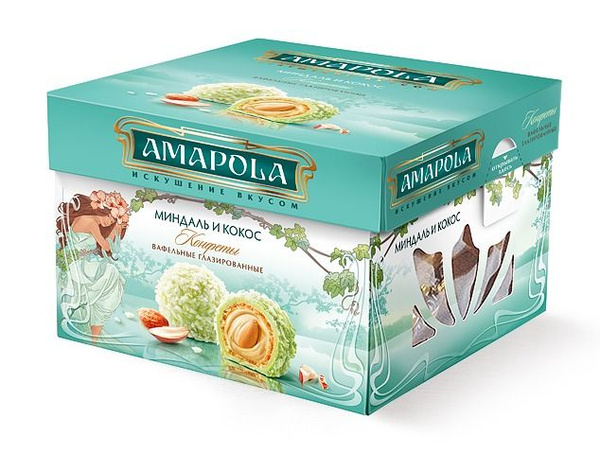 Конфеты АМАПОЛА вафельные глазированные Миндаль и кокос, 100 грамм. 4 ...