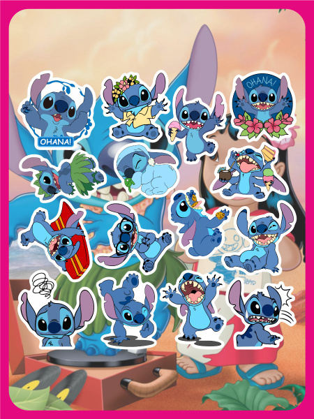 Стикеры наклейки на телефон Стич Лило и Стич Мультсериалы 15 шт. купить ...