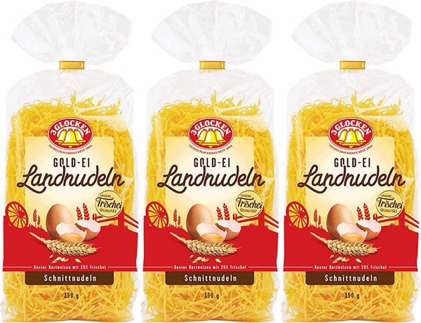 Макаронные изделия 3 Glocken Gold-Ei Landnudeln Schnittnudeln Лапша ...