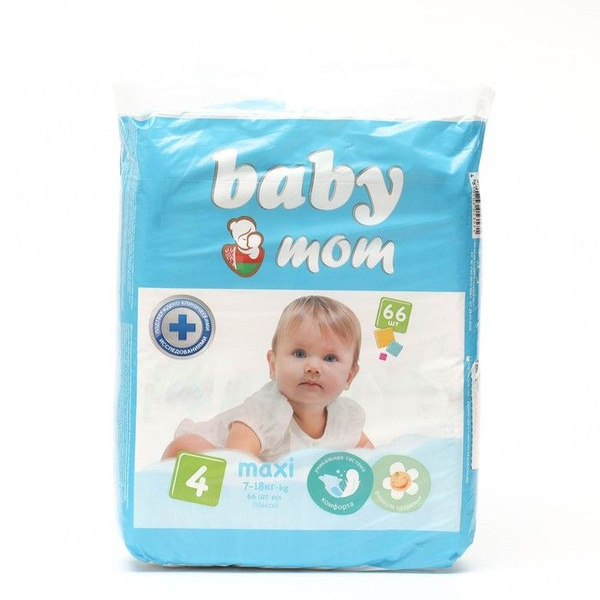 Подгузники для детей Baby Mom 4,(7-18), 66 шт - купить с доставкой по ...