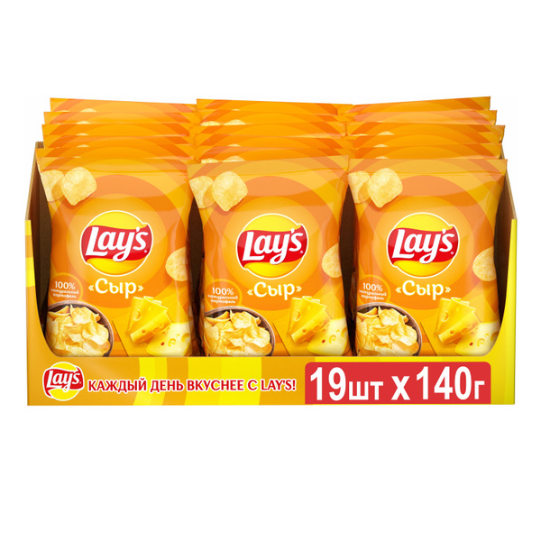 Lays / Лейс Чипсы картофельные, Сыр, Шоубокс, 19шт.*140гр. - купить с ...