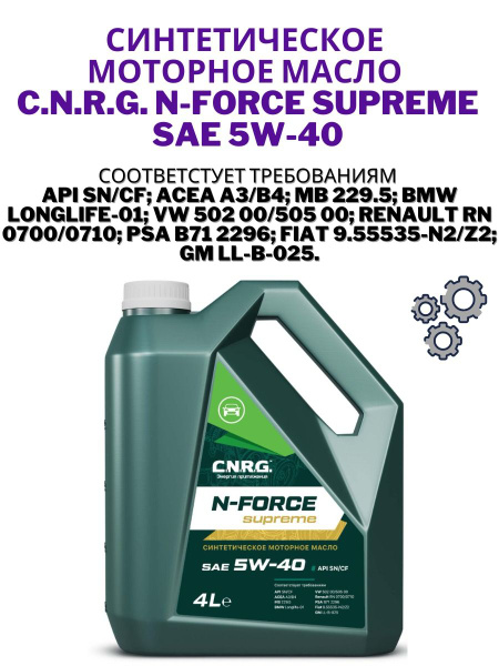 Масло моторное C.N.R.G. 5W-40 Синтетическое - купить в интернет ...