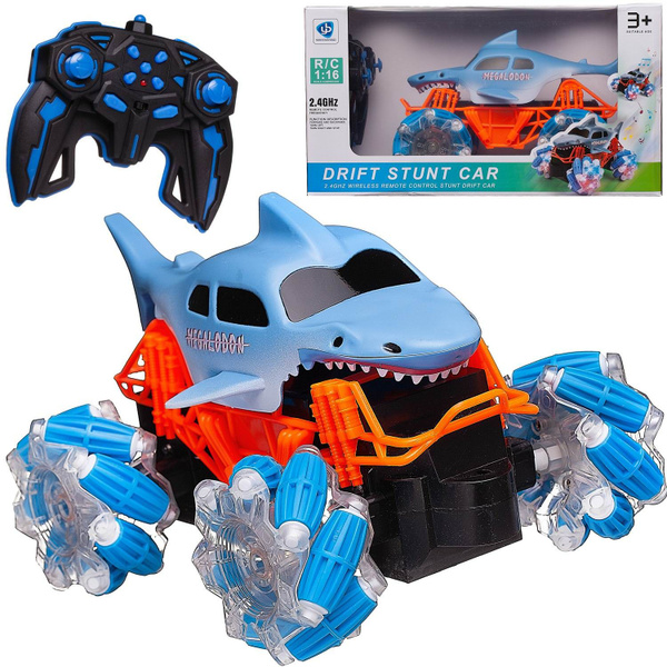 Машинка на радиоуправлении Junfa трюковая дрифт 2,4Ггц, Мегалодон, аккумуляторный блок 1:16 ...