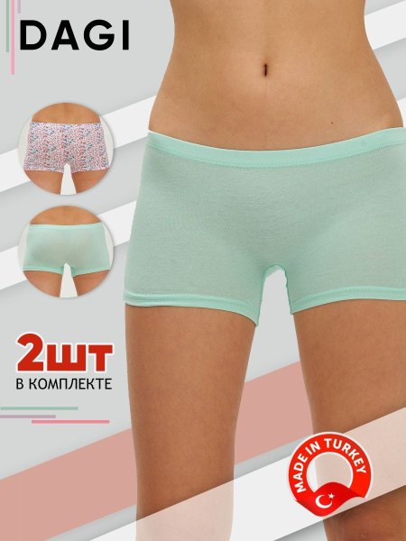 Трусы Девочки Dagi боксеры бирюзовый, белый, размер 110 Турция Домашний Логотип купить c ...