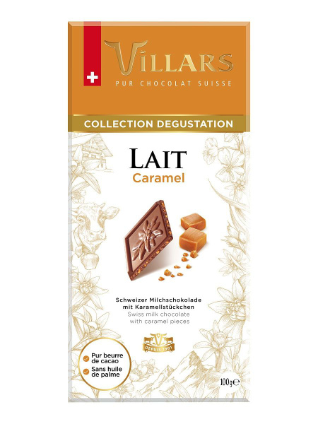 VILLARS Швейцарский молочный шоколад с кусочками карамели, 100г ...