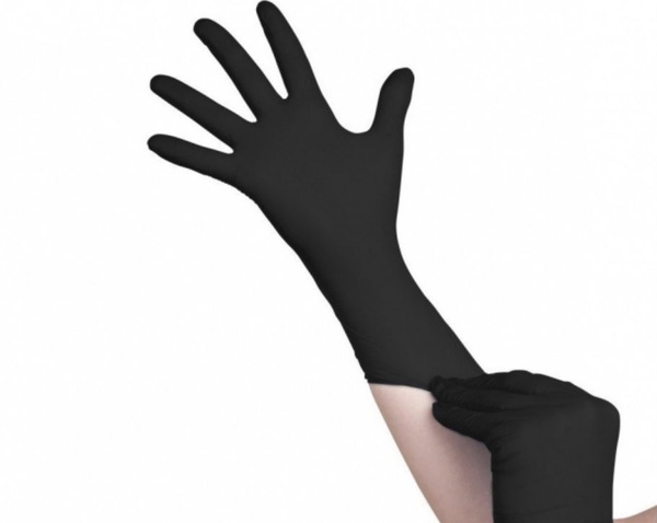 Одноразовые нитриловые перчатки Glovity 100 штук XS чёрный - купить с ...