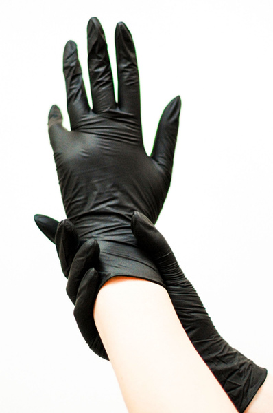 Перчатки медицинские Нитриловые смотровые Basic Black, 50 пар/100 шт ...