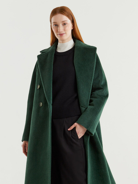 Пальто KROYYORK, Демисезон, размер 44, цвет темно-зеленый, зеленый ...