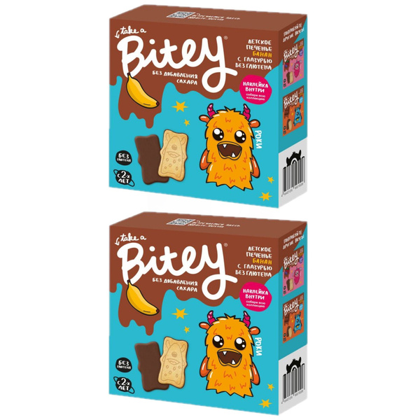 Печенье Take a Bitey Банан с глазурью, 125 г - купить с доставкой по выгодным ценам в интернет ...