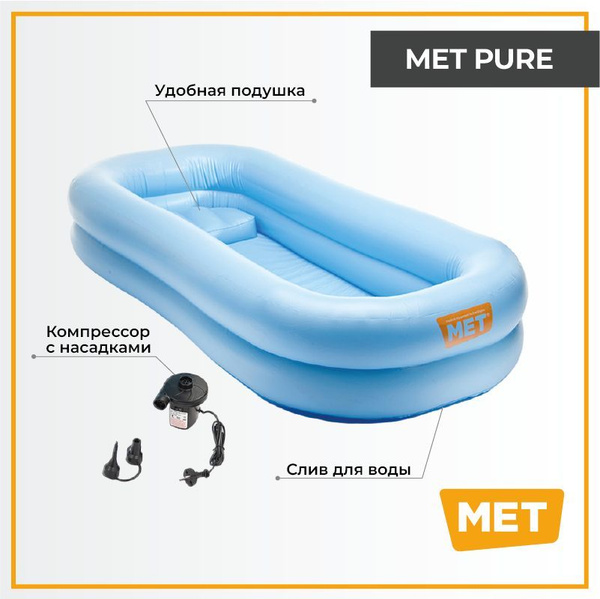 Надувная ванна для мытья лежачих больных MET PURE с компрессором для ...