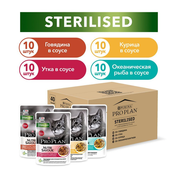 PRO PLAN STERILISED / Пурина Про План для Стерилизованных кошек Ассорти ...
