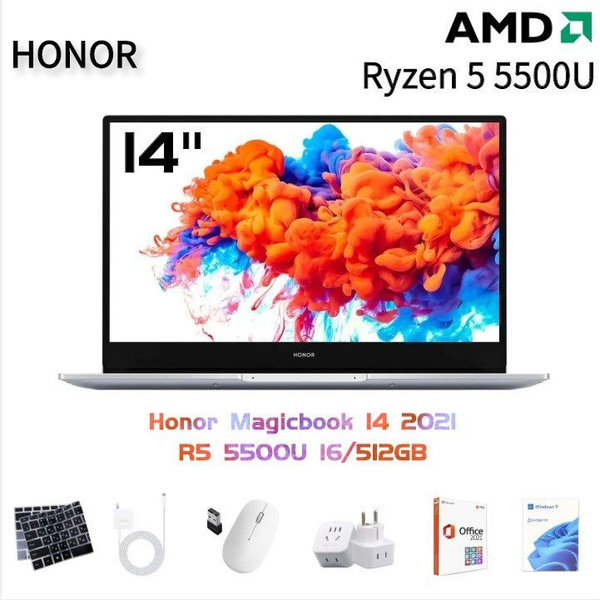 Ноутбук Magicbook 14 2021 AMD Ryzen 5 5500U 16 ГБ 16 ГБ, серебристый ...