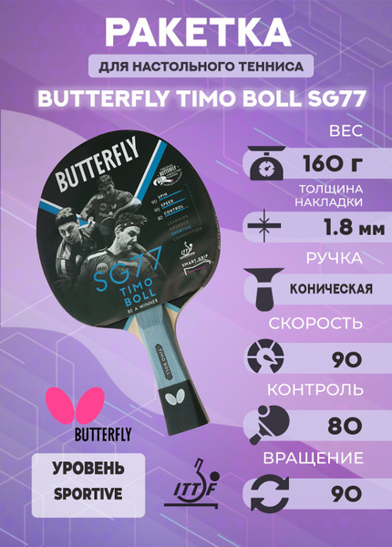 Ракетка для настольного тенниса Butterfly Timo Boll SG77 купить на OZON ...